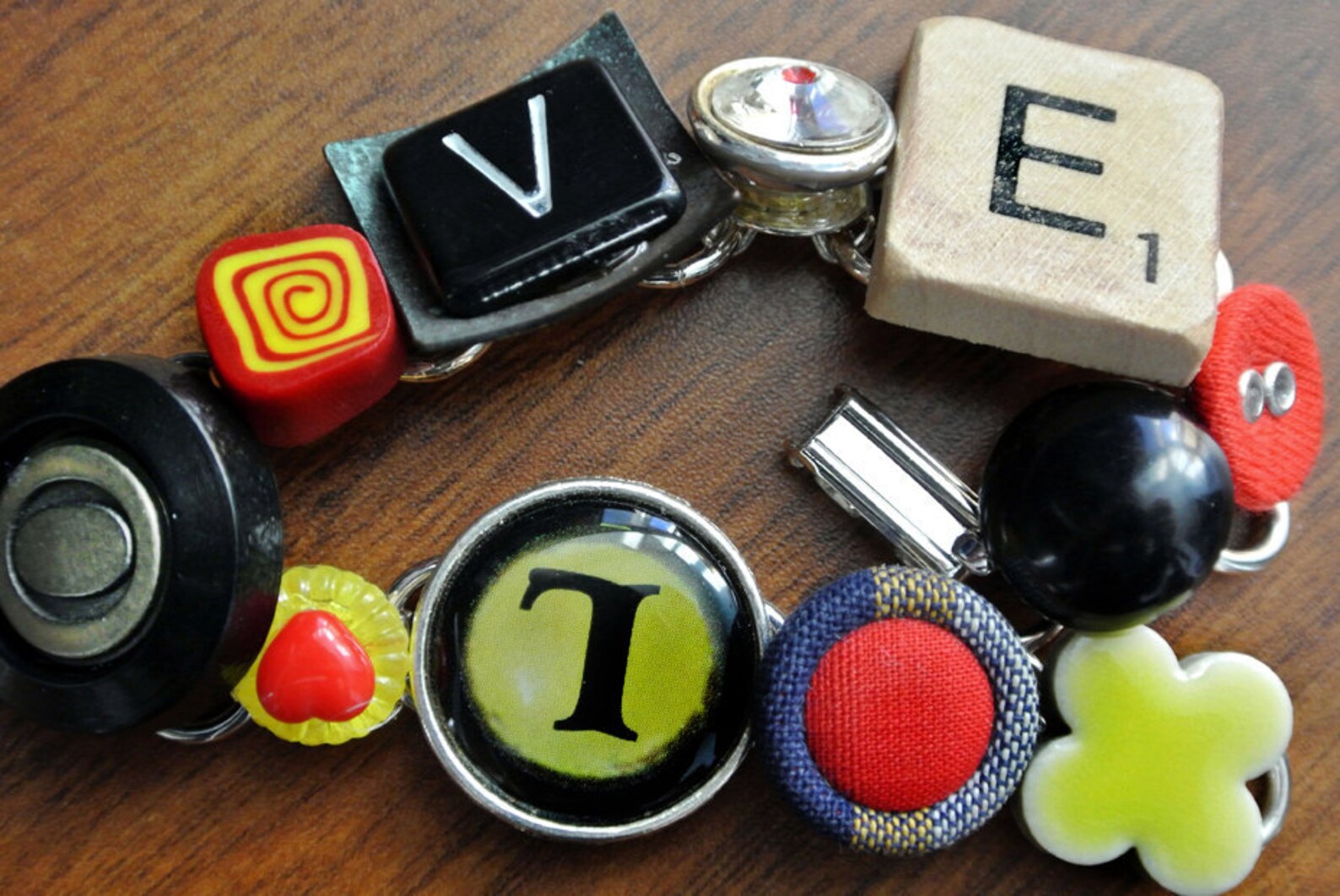 LOVE Whimsical Vintage Junk Bracelet - Made With Repurposed Buttons ...
