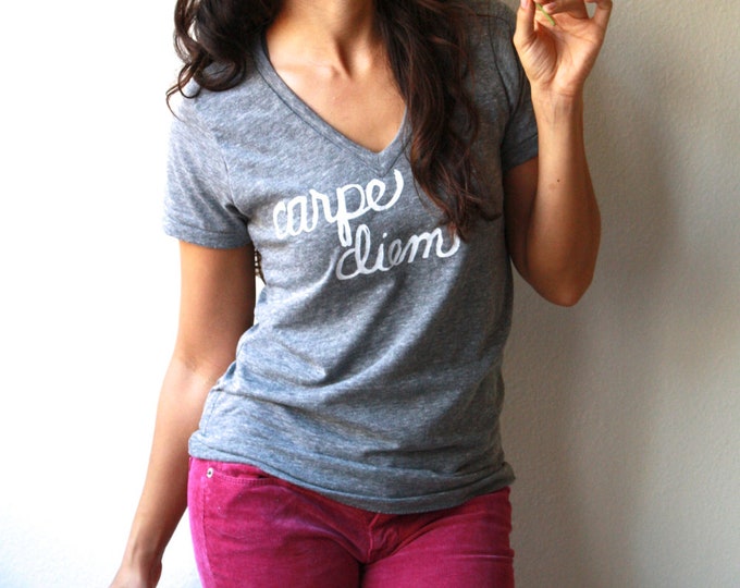 Carpe Diem T Shirt. MEDIUM Eco-friendly Unisex T Shirt in Grey - Etsy