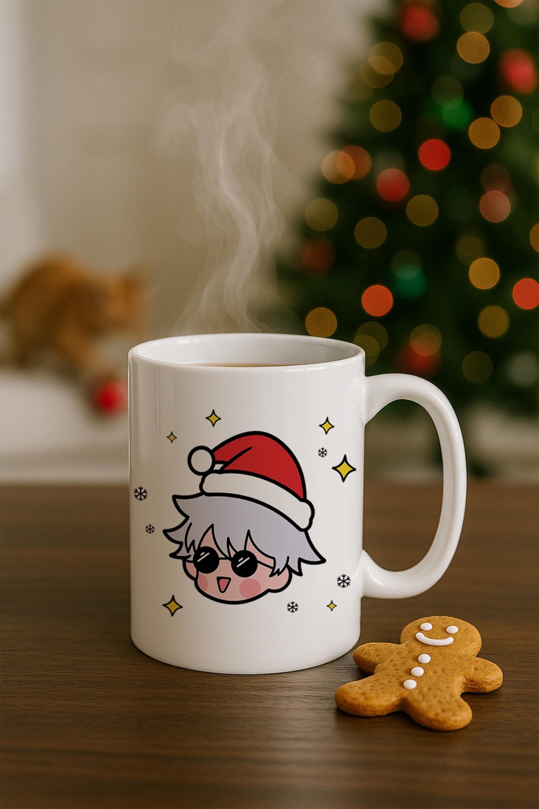 Jujutsu Kaisen Gojo Satoru Christmas Mug 15oz, Chibi Anime Coffee Cup ...
