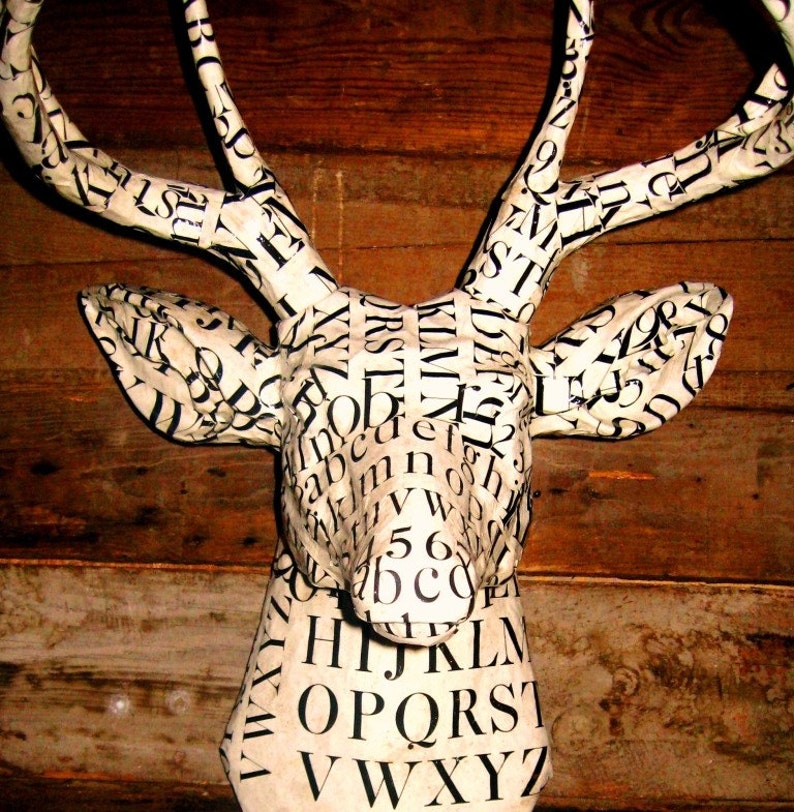 Font Love Deer | Stag Head Paper Art Wallpaper Sculpture - Etsy