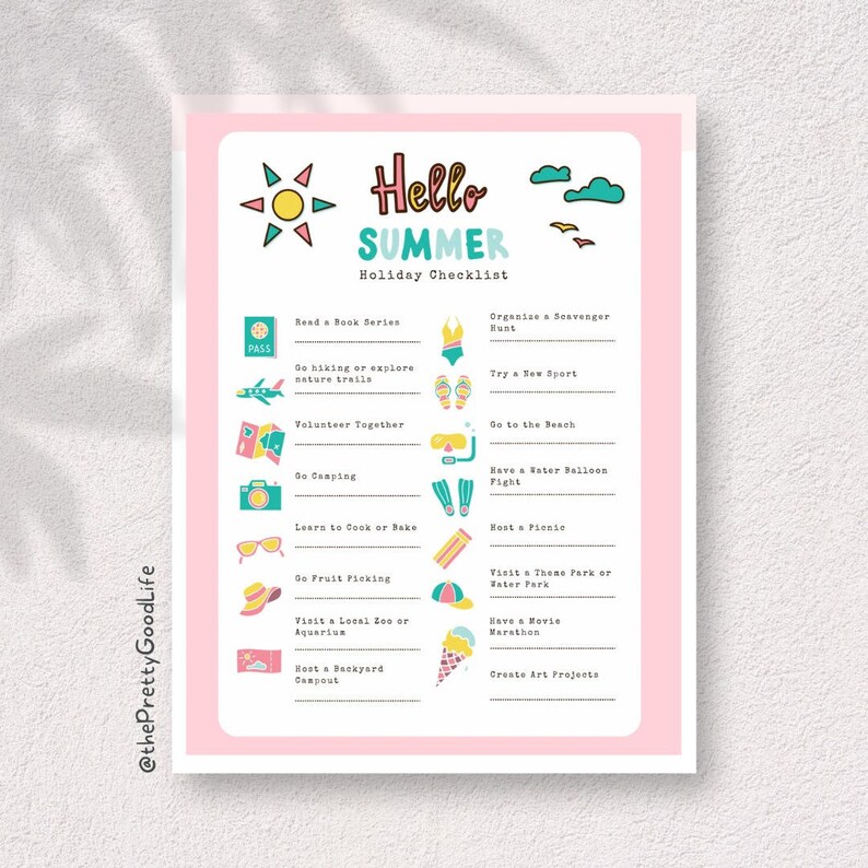Printable Summer Activity List, Kids and Teens Summer Bucket List ...