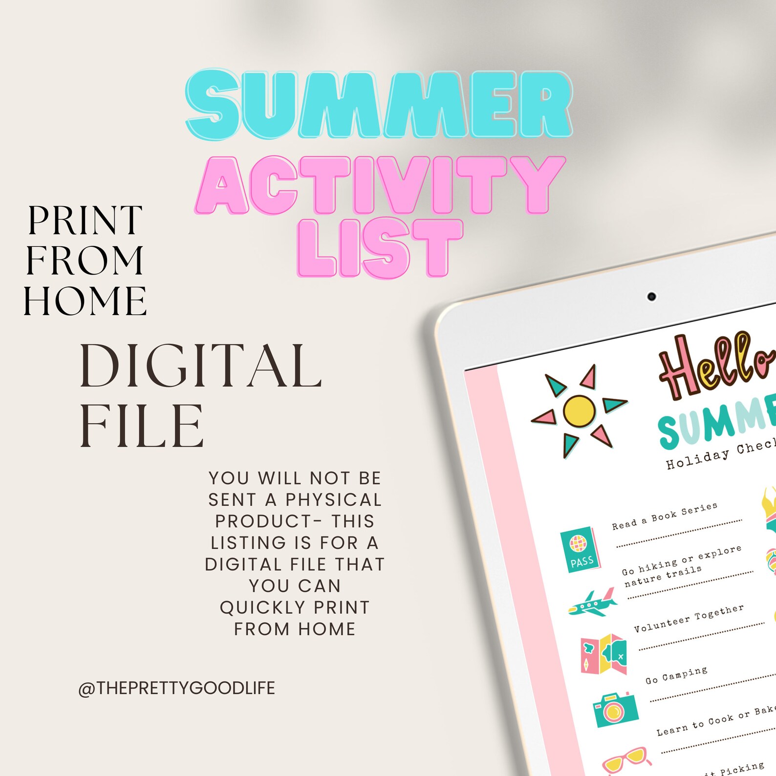 Printable Summer Activity List, Kids and Teens Summer Bucket List ...
