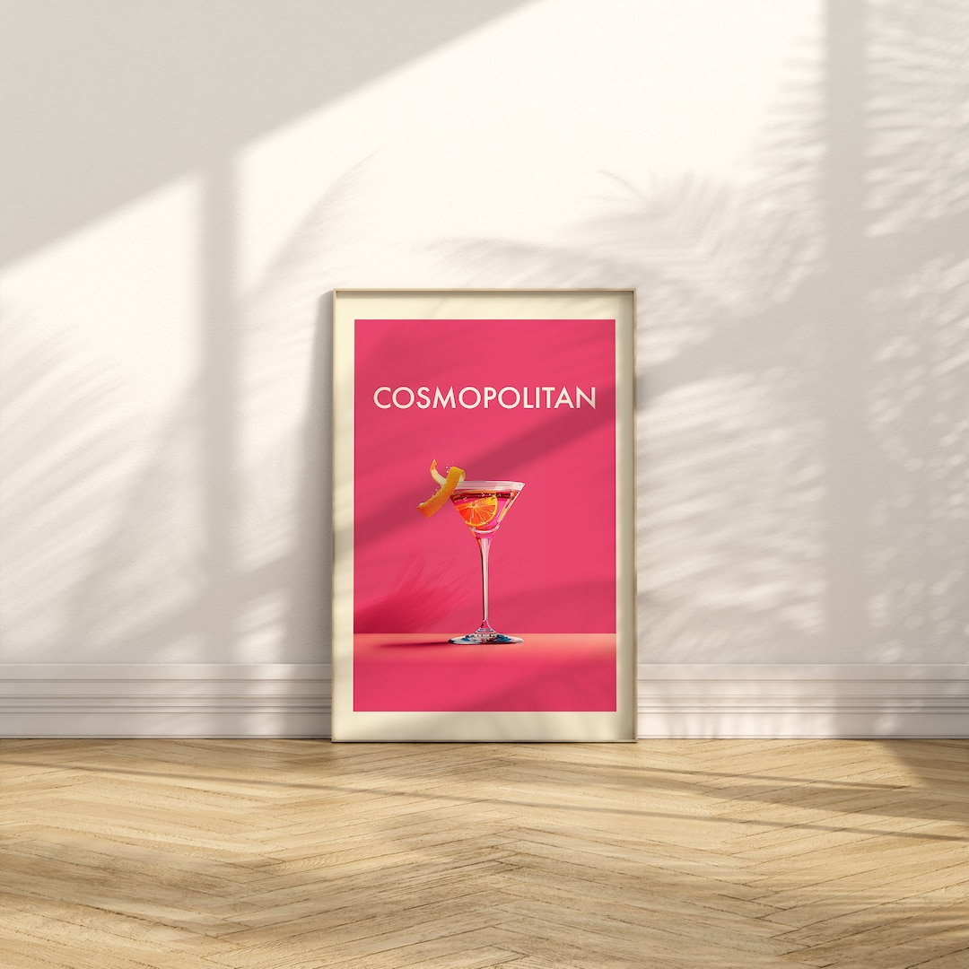 Cosmopolitan Print, Cosmopolitan Cocktail Poster, Bar Wall Art, Chic ...