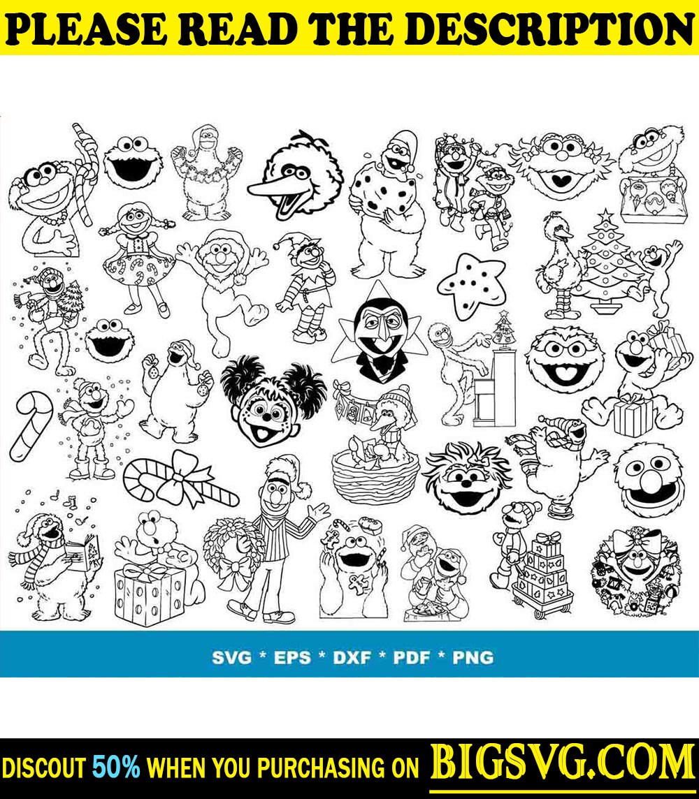 1000 Sesame Street Svg, Sesame Street Character Vector Cricut Bundle ...