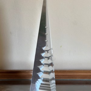 HOYA Reverse Cut Lead Crystal Obelisk, Large Glass Pagoda Spire, Rare ...