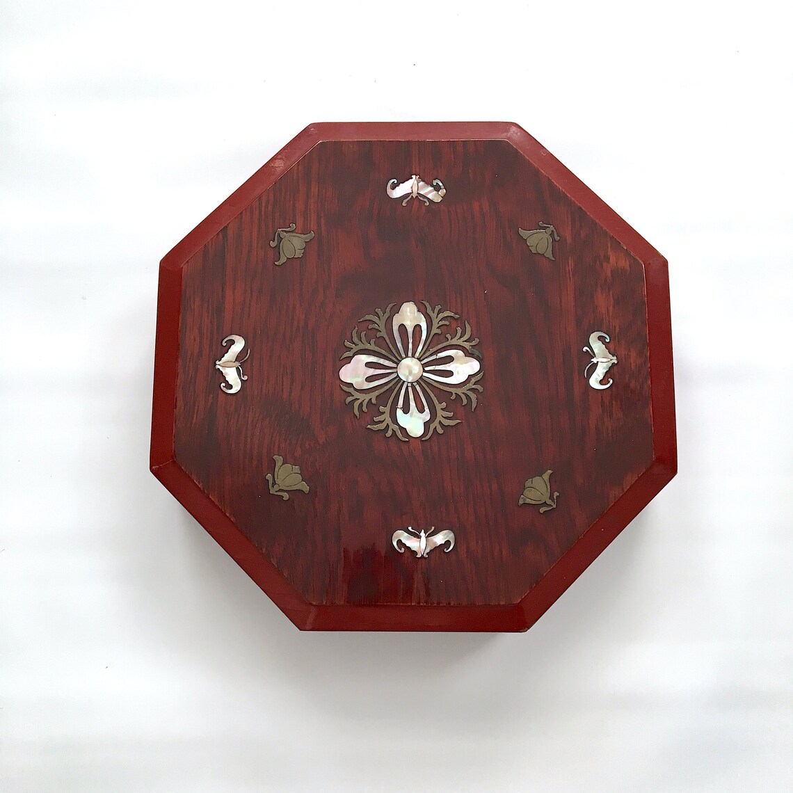 Wood and Inlay Octagonal Sectioned Box Vintage Inlaid Jewelry | Etsy