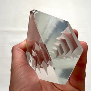 HOYA Reverse Cut Lead Crystal Obelisk, Large Glass Pagoda Spire, Rare ...