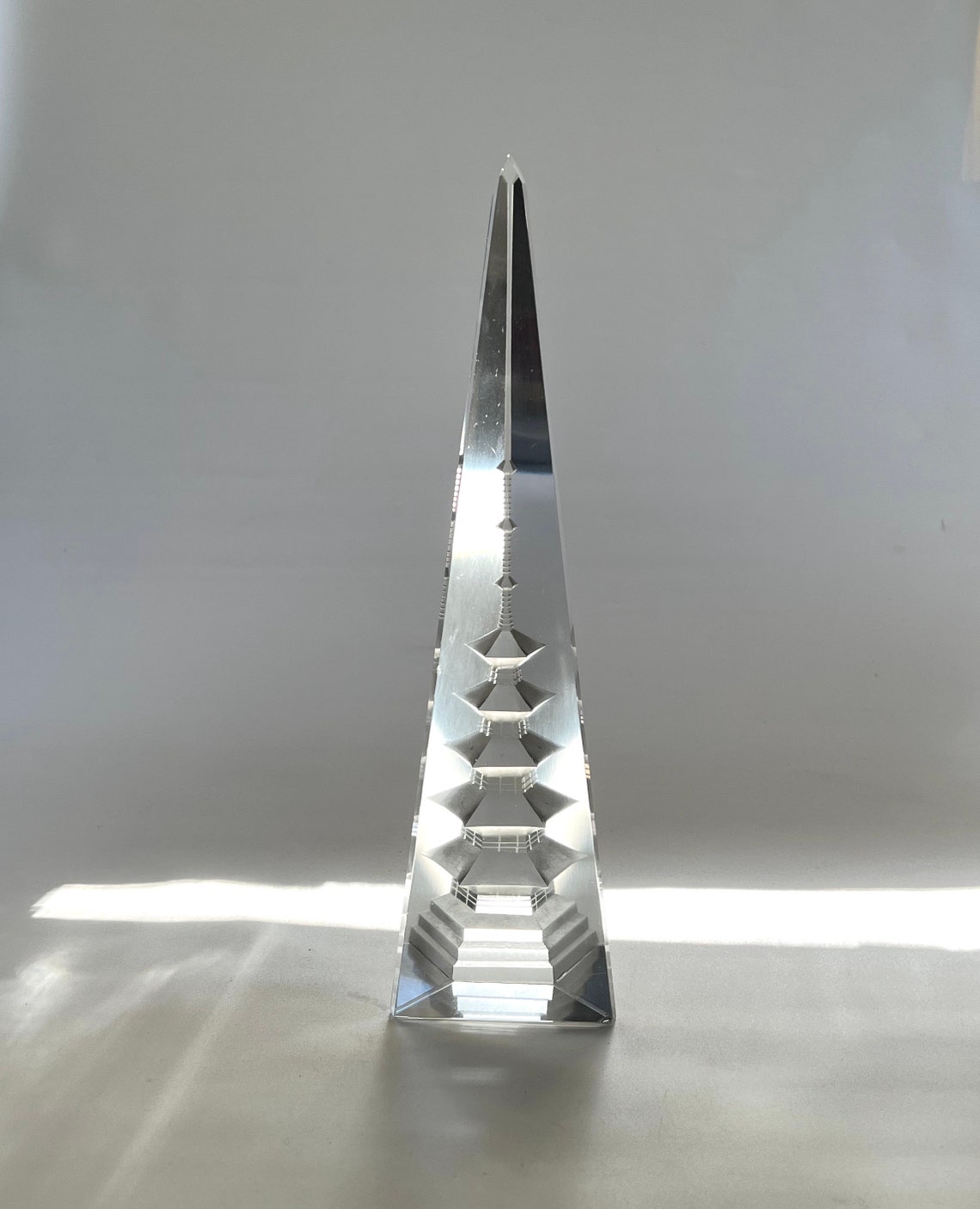 HOYA Reverse Cut Lead Crystal Obelisk Large Glass Pagoda - Etsy
