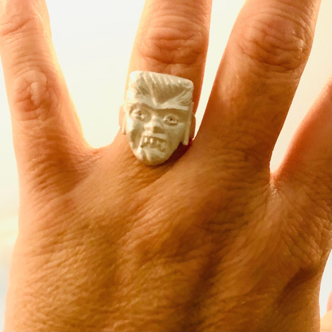 Werewolf Ring : Vintage Plastic Toy Cast in Sterling Silver - Etsy