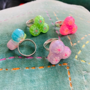 Japanese Flower Candy Rings Resin Jewelry Real Candy Rings Kintaro Ame ...