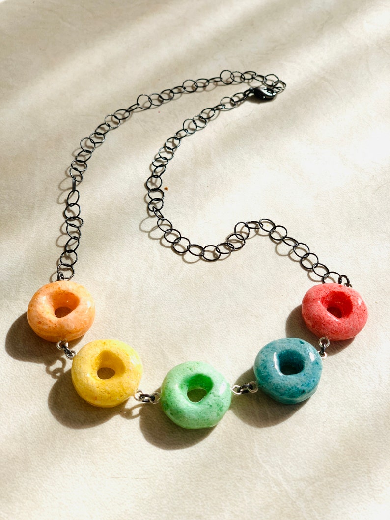 Rainbow Cereal Resin Necklace Real Fruit Loops Cereal in - Etsy
