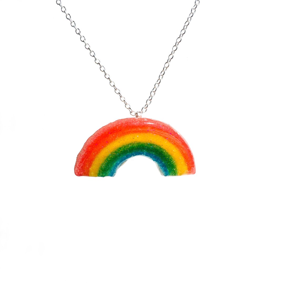 Rainbow Sugar Necklace Real Candy Jewelry Resin Necklace Resin Jewelry ...