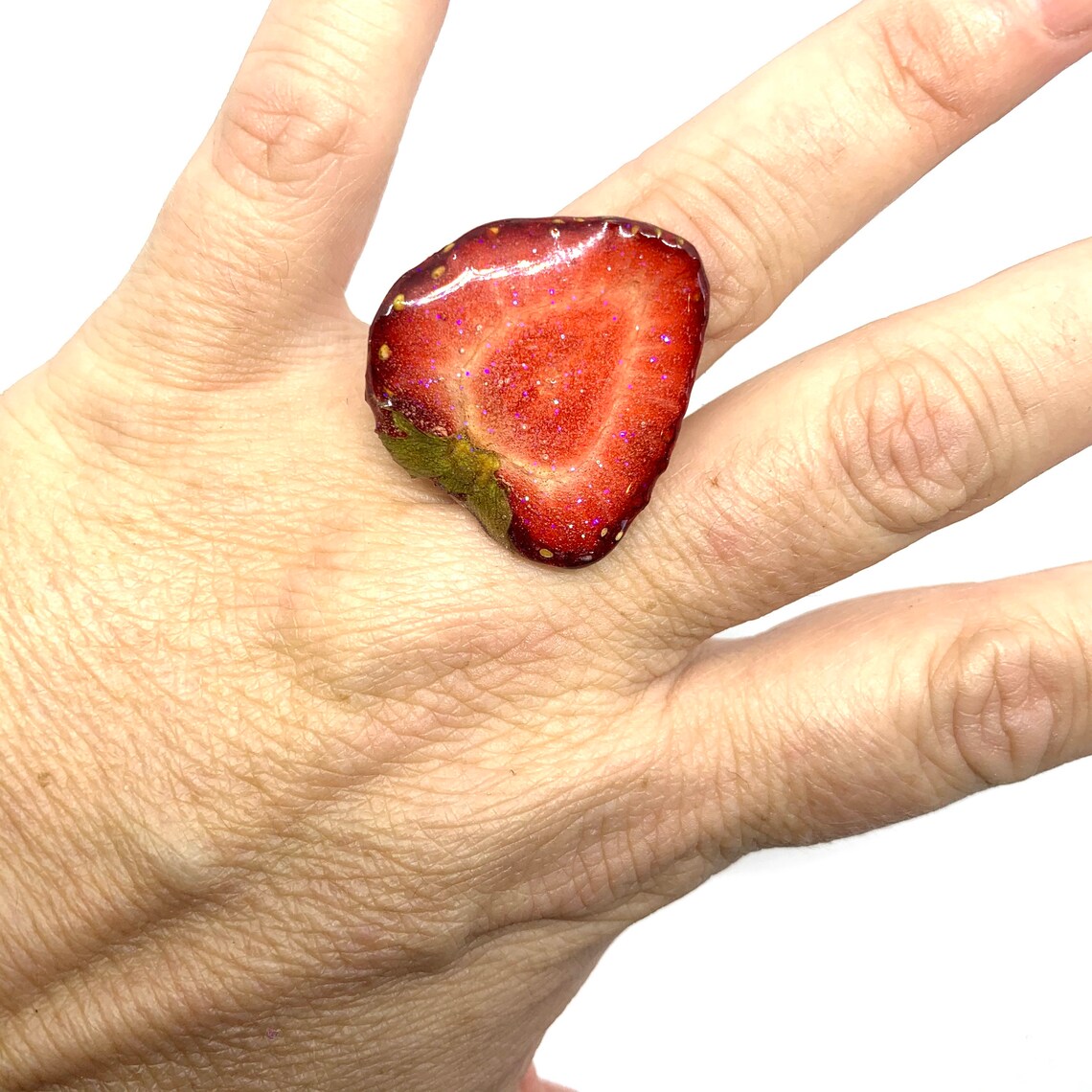 Strawberry Ring Real Fruit Jewelry Red Heart Strawberry - Etsy