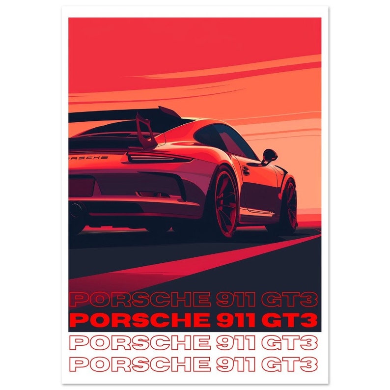 Retro Minimal Car Posters / Porsche 911 GT3 - Etsy