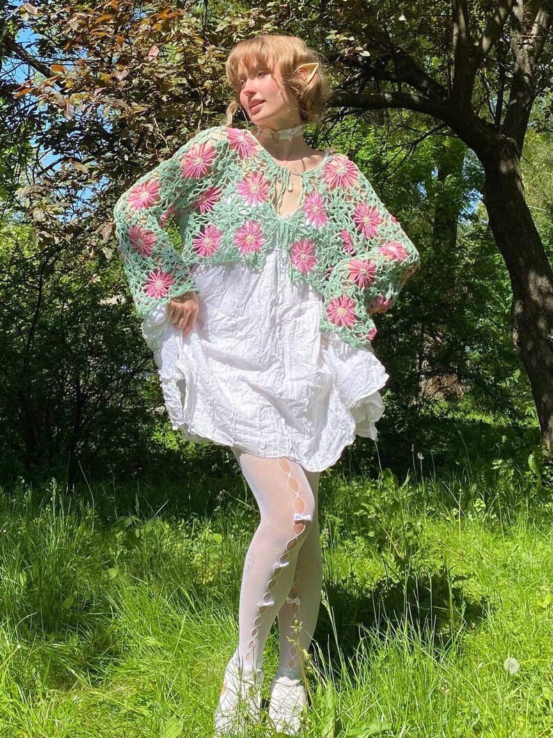 Summer Shrug Crochet Top, Sheer Colorful Cardigan, Planets Fairy ...