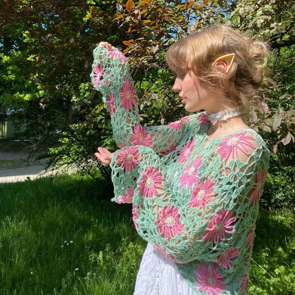 Summer Shrug Crochet Top, Sheer Colorful Cardigan, Planets Fairy ...