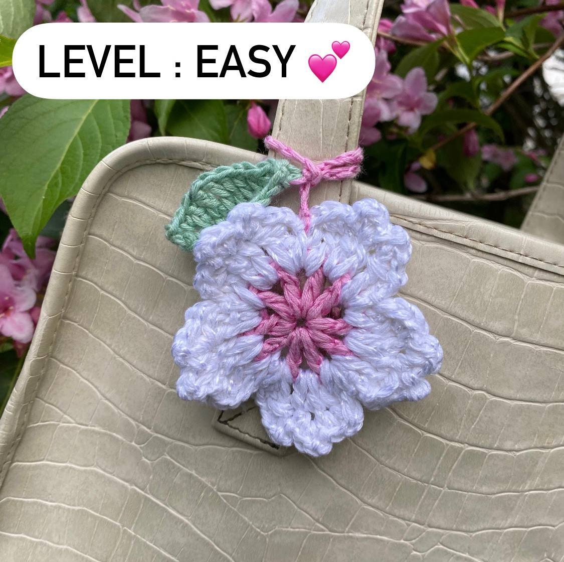 Crochet Cherry Blossom Pattern: Sakura Keychain, Bag Charm - Etsy