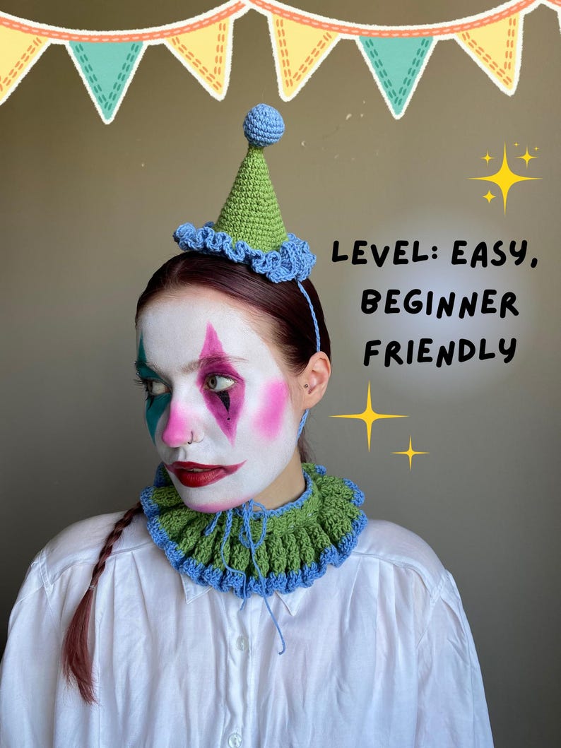 Clown Core: Crochet Jester Hat & Collar Pattern, Clown Costume (PDF ...