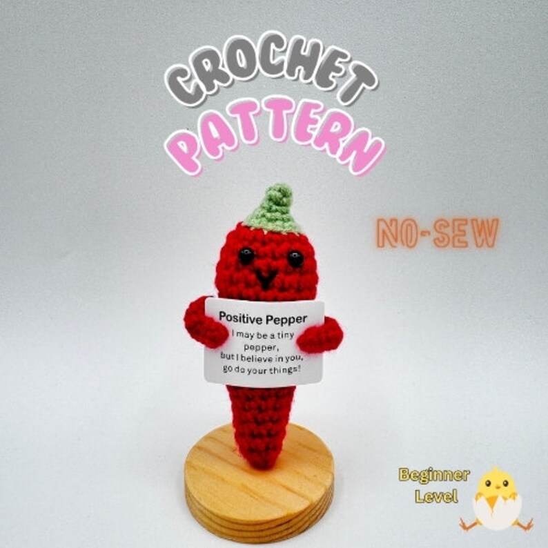No-sew Crochet Pattern Chili Pepper, Emotional Support Pattern,chili Pepper Crochet, No Required ...