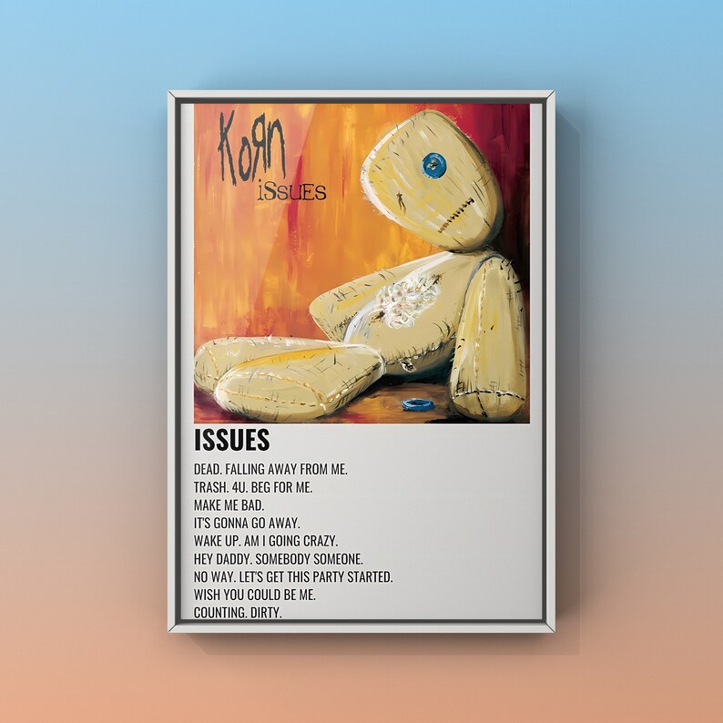 Korn Issues Poster,rock Band Poster,korn Digital Wall Art,rock Music ...