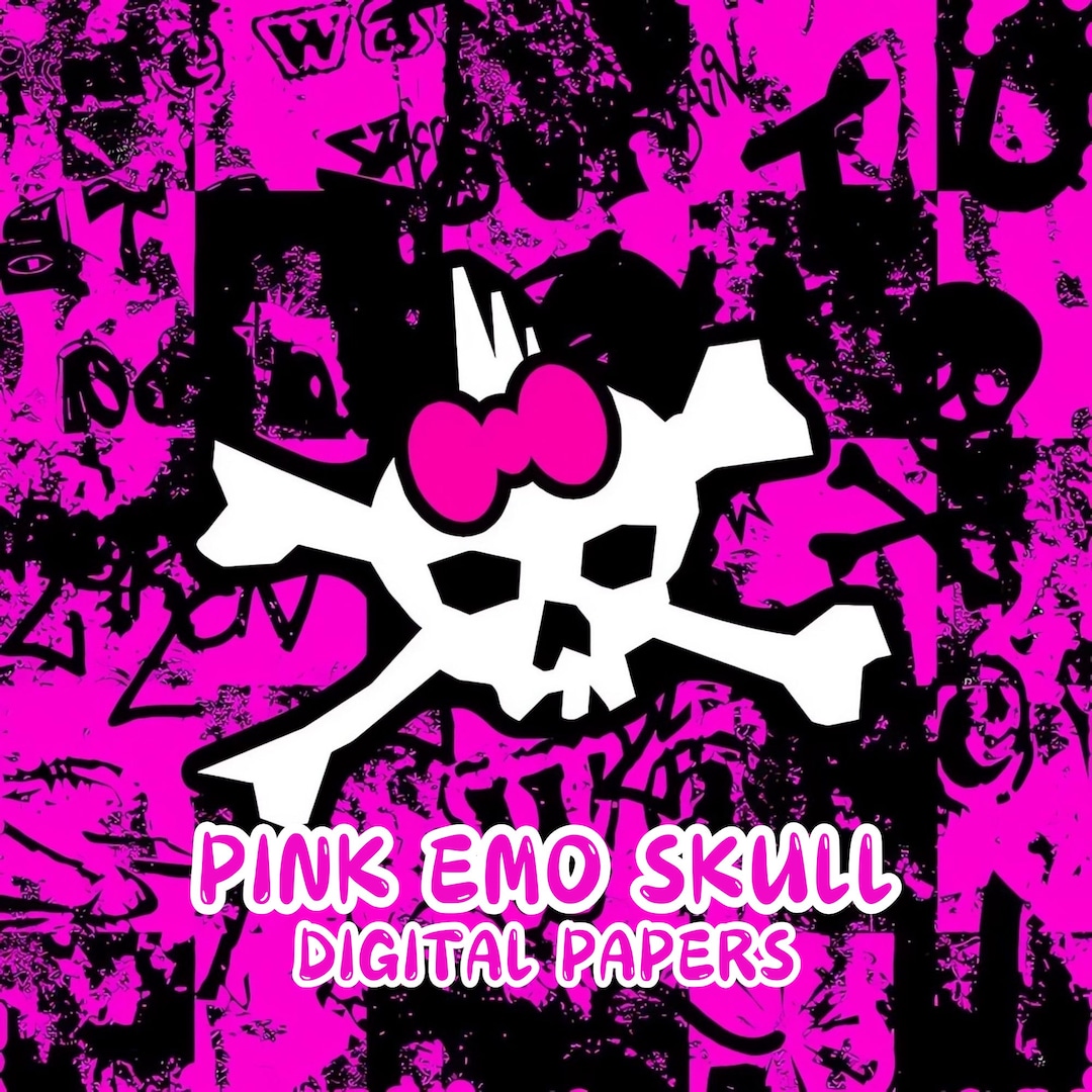 Emo Skull Digital Papers,skull Paper,skull Pattern,emo Punk Digital ...