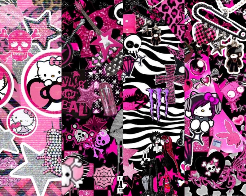 Emo,y2k,goth,punk Wall Collage Kit,aesthetic Digital Printable Wall Art ...