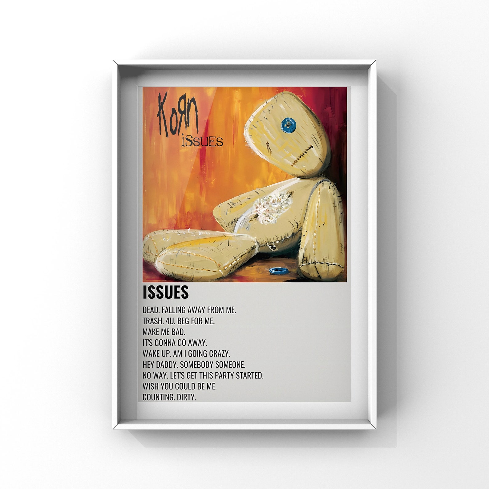 Korn Issues Poster,rock Band Poster,korn Digital Wall Art,rock Music ...