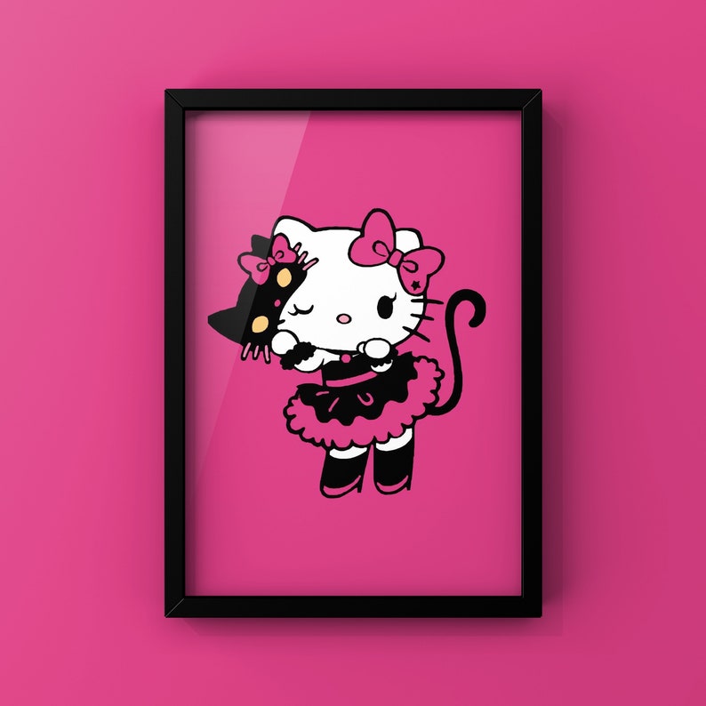 Kawaii Kitty Poster,pink Kitty Poster,y2k Playboy Kitty Digital Art ...