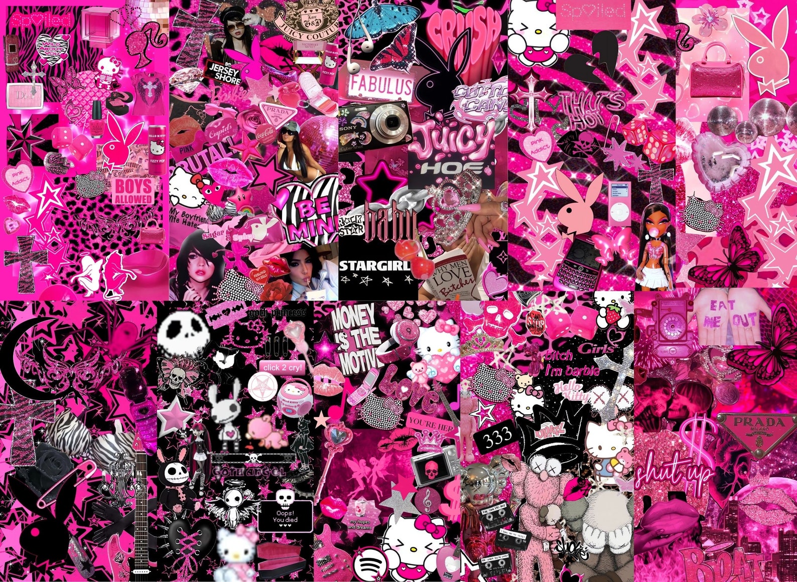 Y2k Wall Collage Kit,y2k Posters,y2k Pink Poster Collage Kit,y2k ...