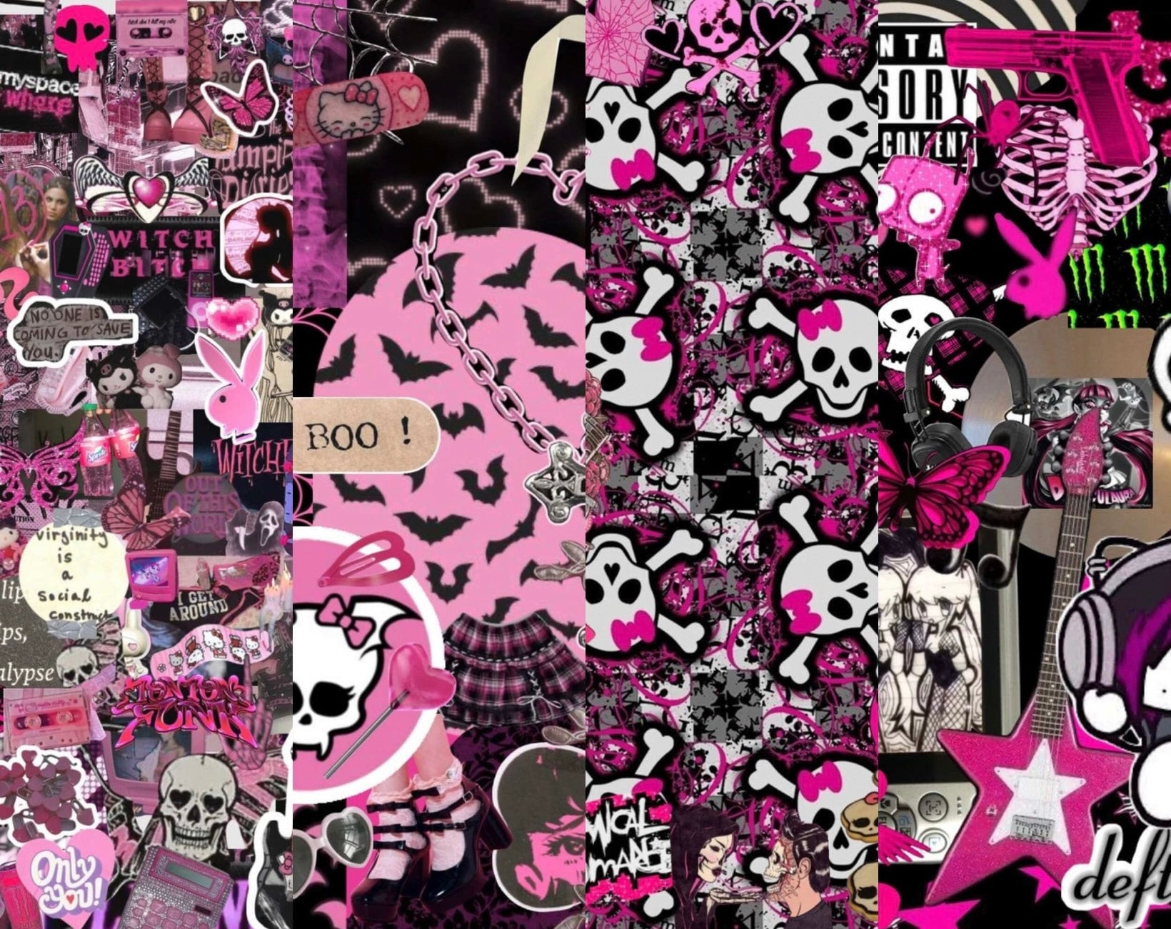 Emo,y2k,goth,punk Wall Collage Kit,aesthetic Digital Printable Wall Art ...