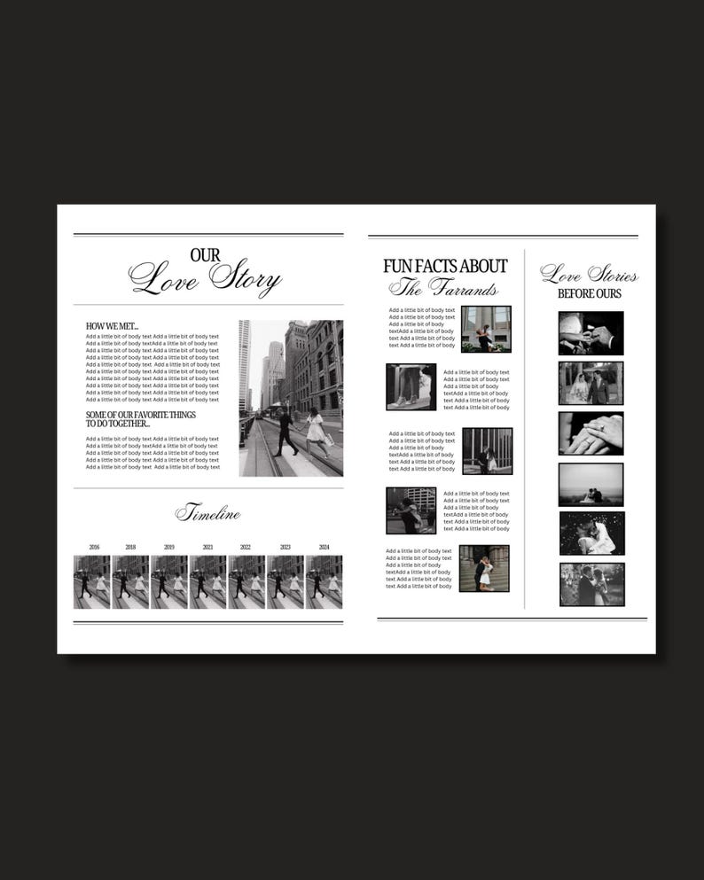 Wedding Newspaper Template | Customize Your Wedding Day Itinerary ...