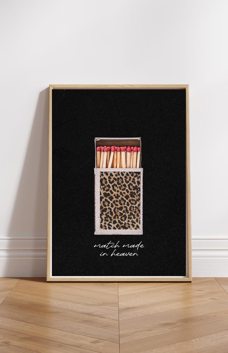 Vintage Cheetah Print Matchbox Poster Template| Retro Wall Art ...