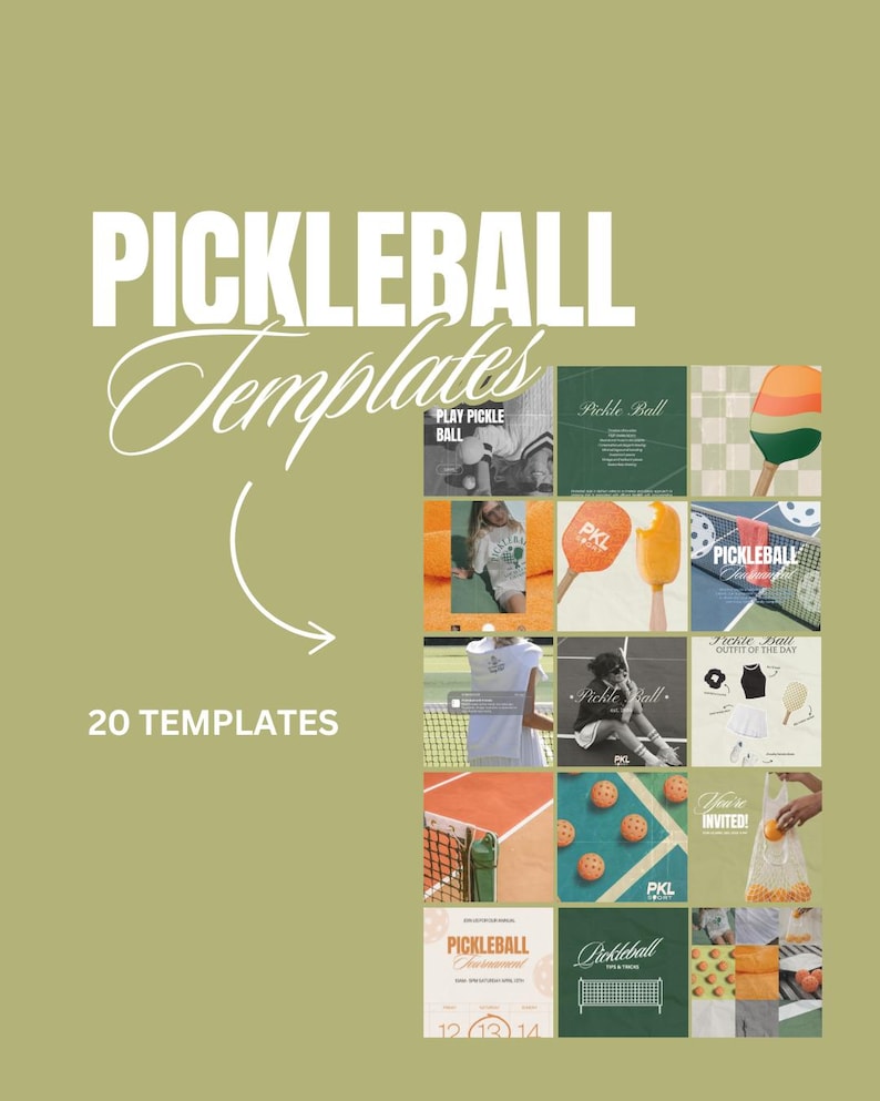 Pickleball Social Media Templates | Canva Editable Posts | Pickelball ...