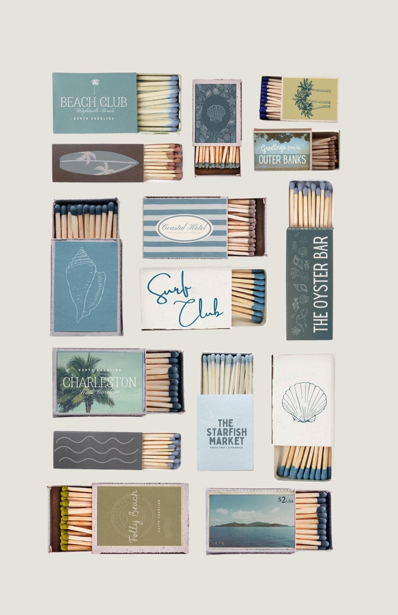 Coastal Matchbox Template – Vintage Nautical Canva Template, Retro ...