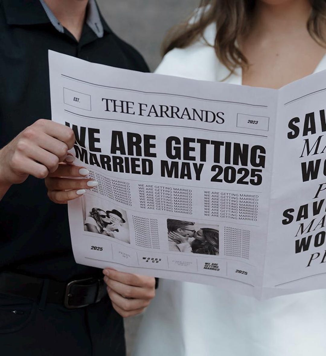 Engagement Newspaper Template Save the Date Newspaper Wedding Save the ...
