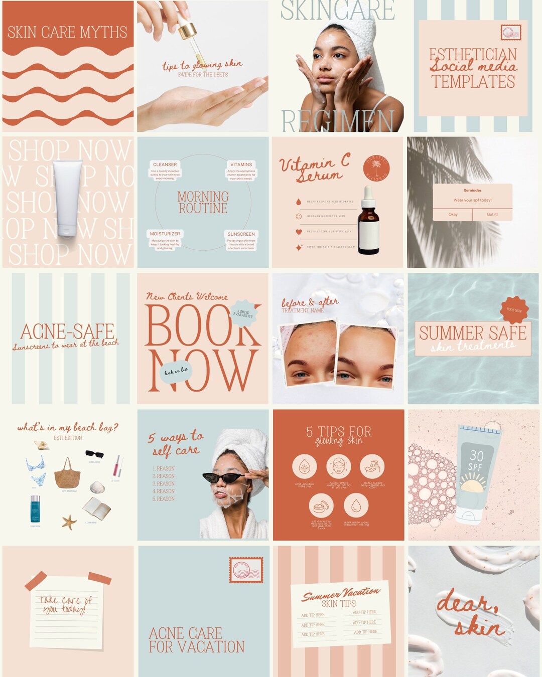 Esthetician Social Media Templates | Editable Instagram Post Templates ...