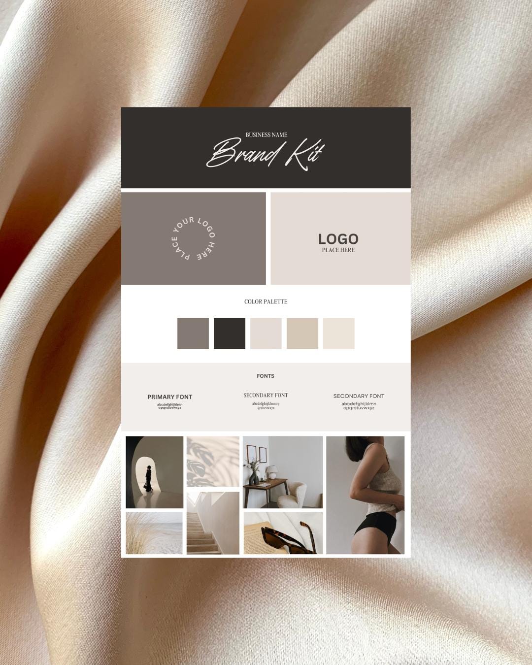 Brand Kit Template | Black Brand Board Template | Pre-made Branding Kit ...