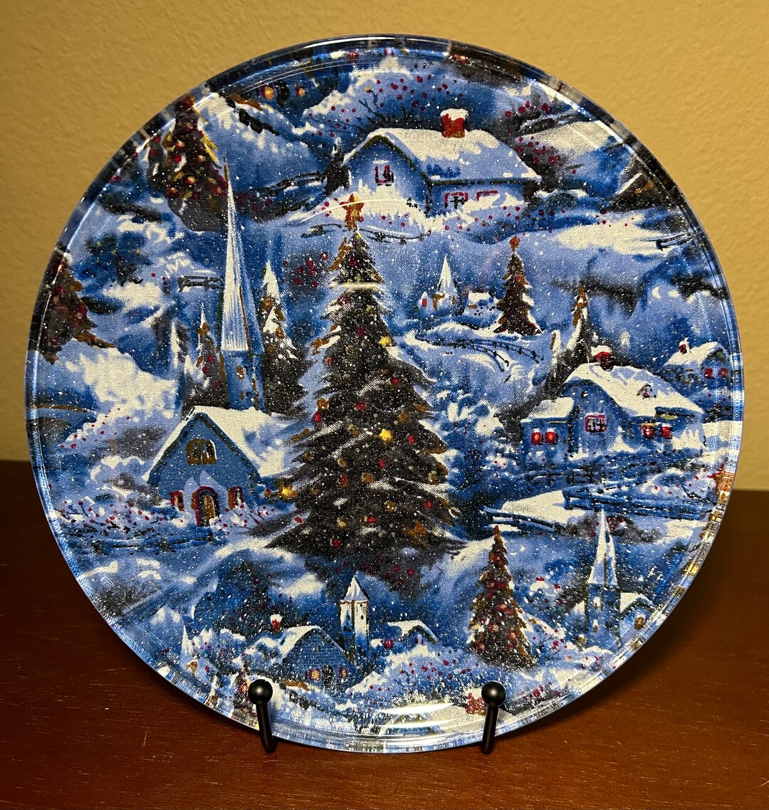 Christmas Plate With Fabric on Back - Etsy