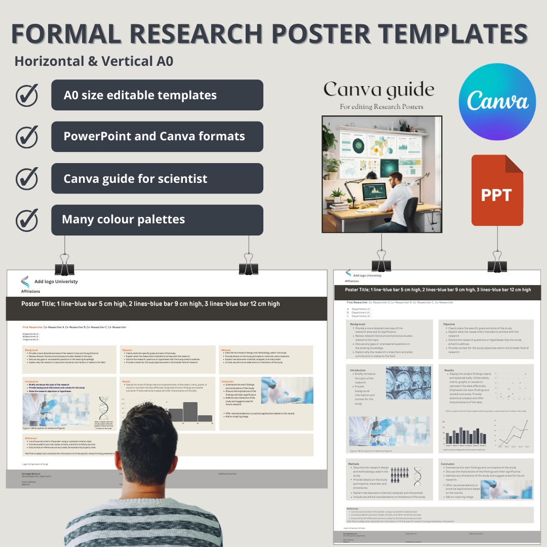Formal Scientific Research Poster Template A0 Size Horizontal and ...
