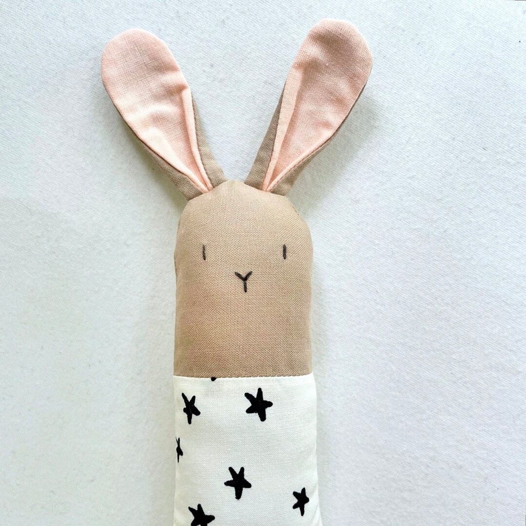 Black and White Bunny Rattle Soft Baby Toy - Etsy