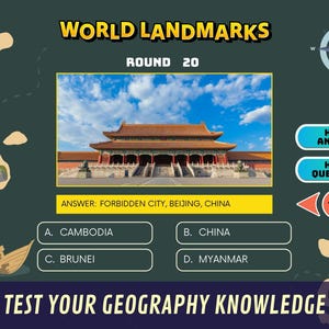 GEOGRAPHY QUIZ Game, Powerpoint Game, Zoom Game, Virtual Game, Pub Quiz ...