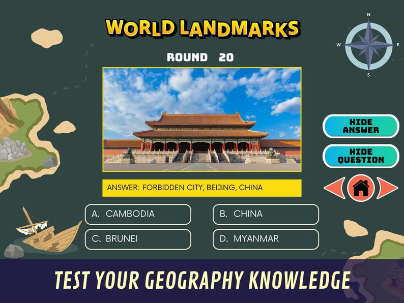 GEOGRAPHY QUIZ Game, Powerpoint Game, Zoom Game, Virtual Game, Pub Quiz ...