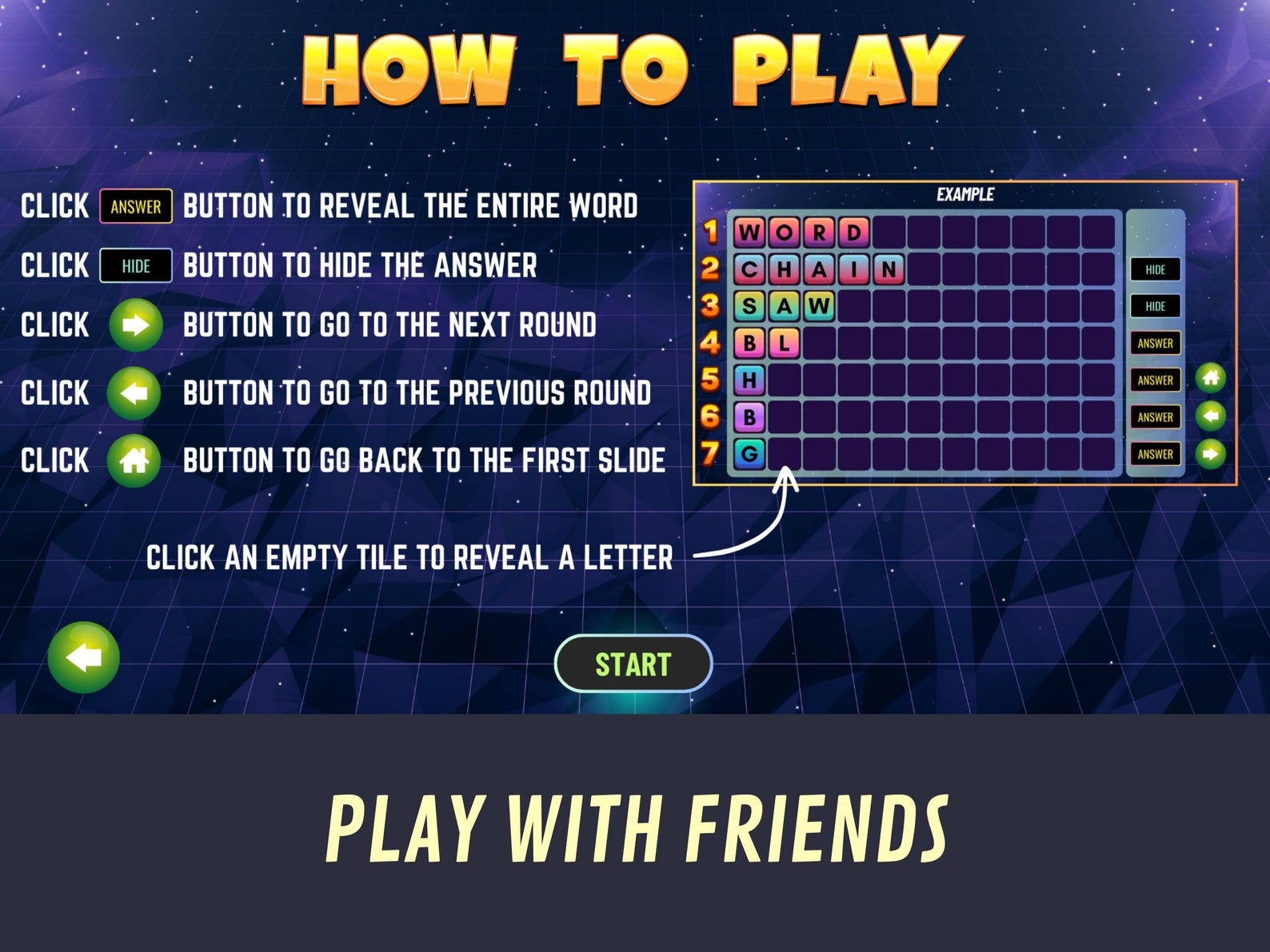 VIRTUAL PARTY GAME Powerpoint Game Show Word Chain Reaction Quiz Game ...