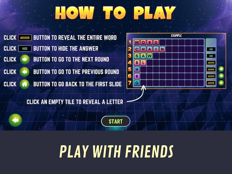 VIRTUAL PARTY GAME Powerpoint Game Show Word Chain Reaction Quiz Game ...