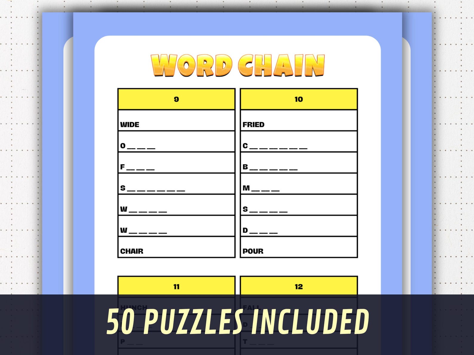 WORD CHAIN Game, Chain Reaction Printable Game, Word Game, Quiz, Party ...