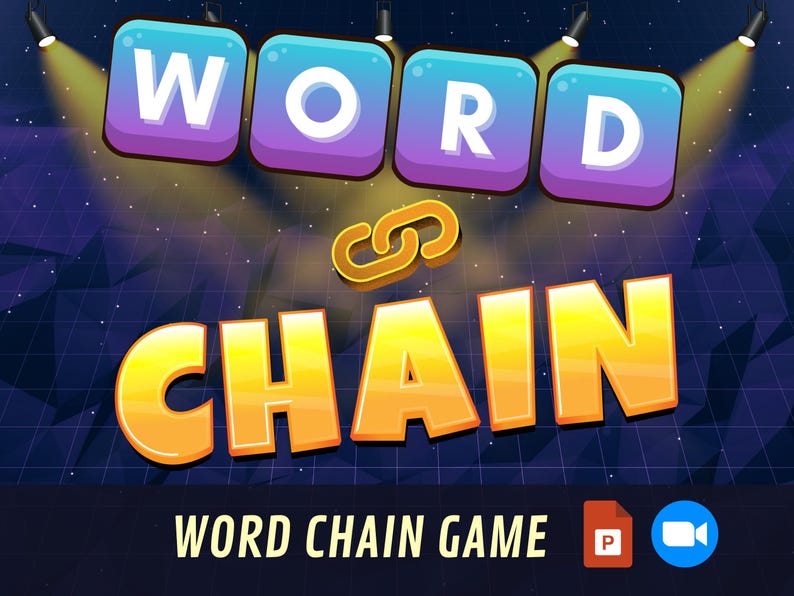 VIRTUAL PARTY GAME Powerpoint Game Show Word Chain Reaction Quiz Game ...