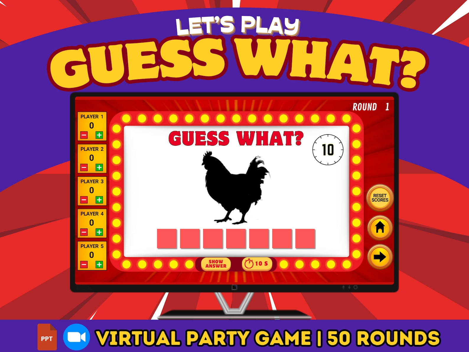 VIRTUAL PARTY GAME Powerpoint Game Show Pub Game Night Family Quiz Word ...