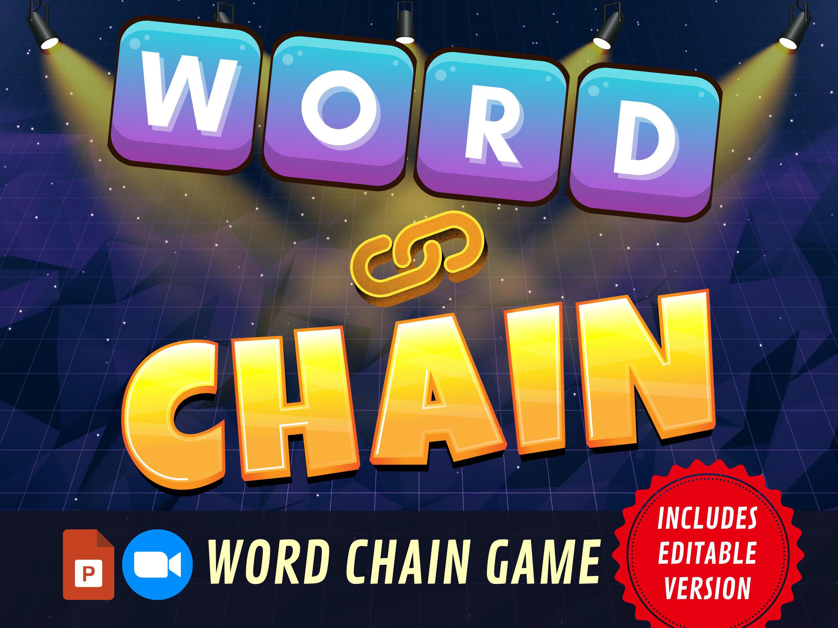 VIRTUAL PARTY GAME Powerpoint Game Show Word Chain Reaction Quiz Game ...