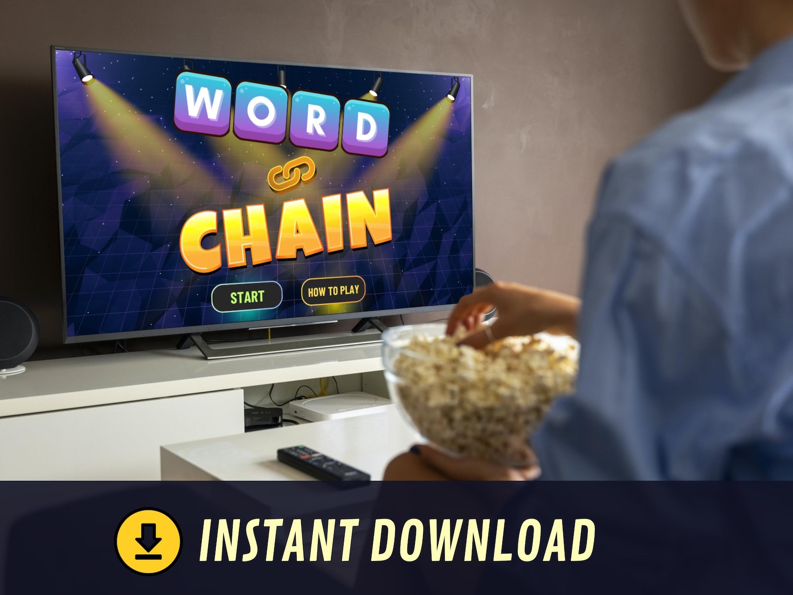 VIRTUAL PARTY GAME Powerpoint Game Show Word Chain Reaction Quiz Game ...