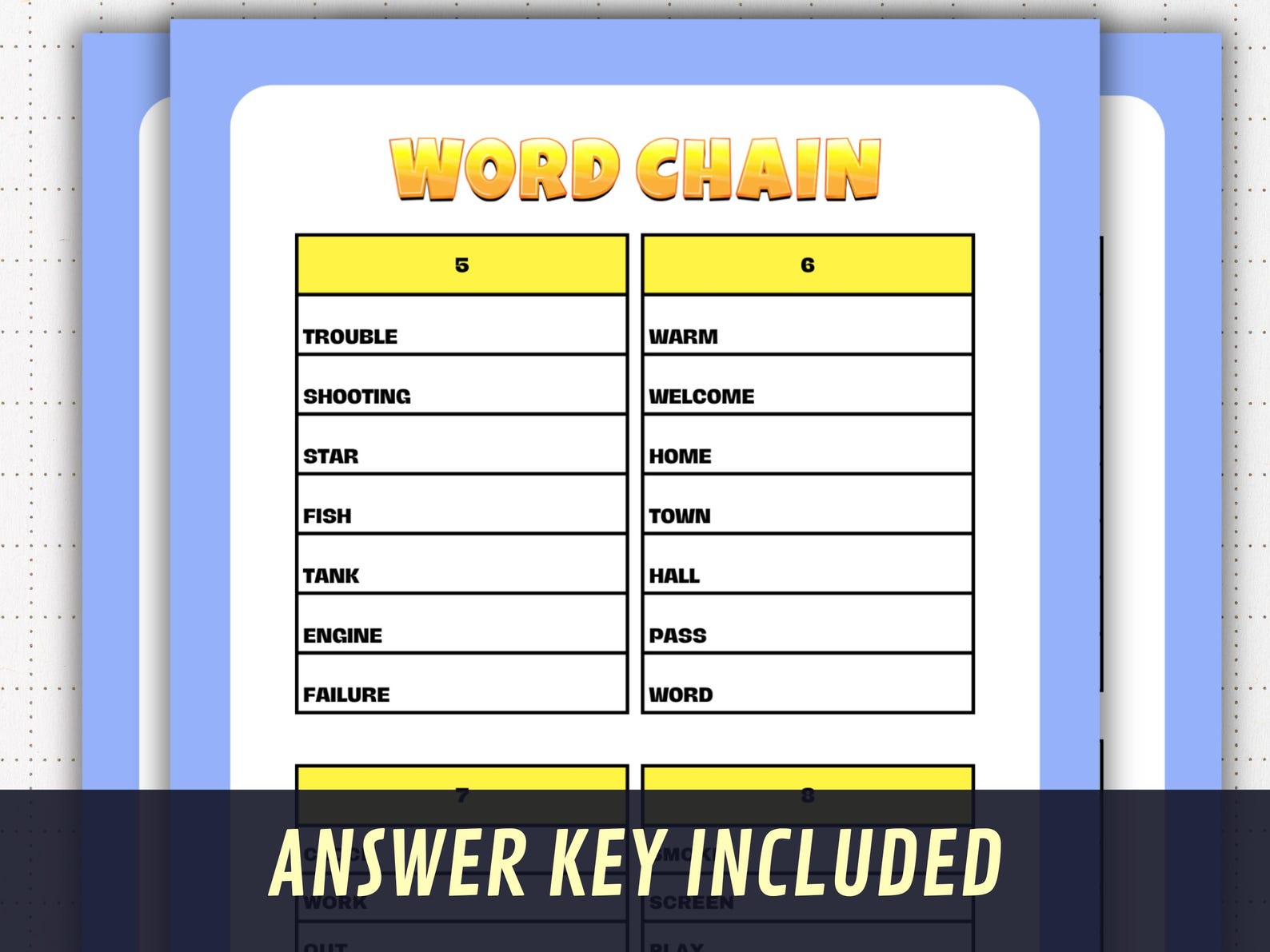 WORD CHAIN Game, Chain Reaction Printable Game, Word Game, Quiz, Party ...
